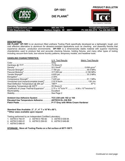 DP-1051 Tech Sheet - Tool Chemical Company