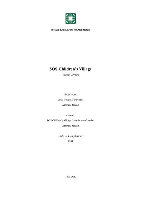 SOS Children's Village Project Brief - Aga Khan Development Network