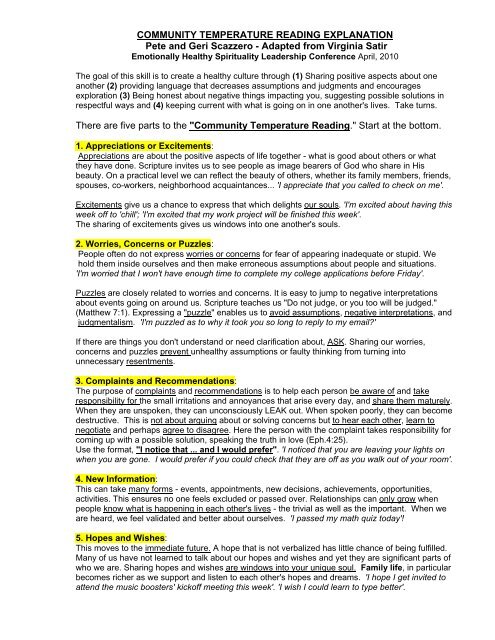 community temperature reading explanation - Oak Pointe Church