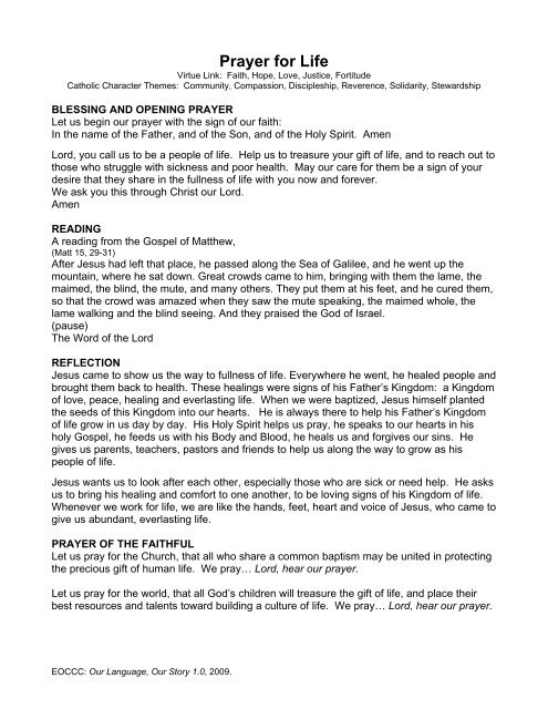 Prayer for Life - Our Language, Our Story