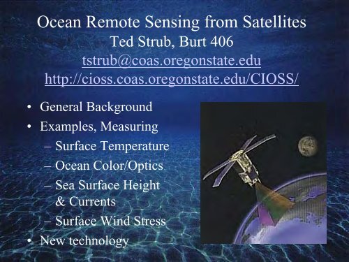 Ocean Remote Sensing from Satellites