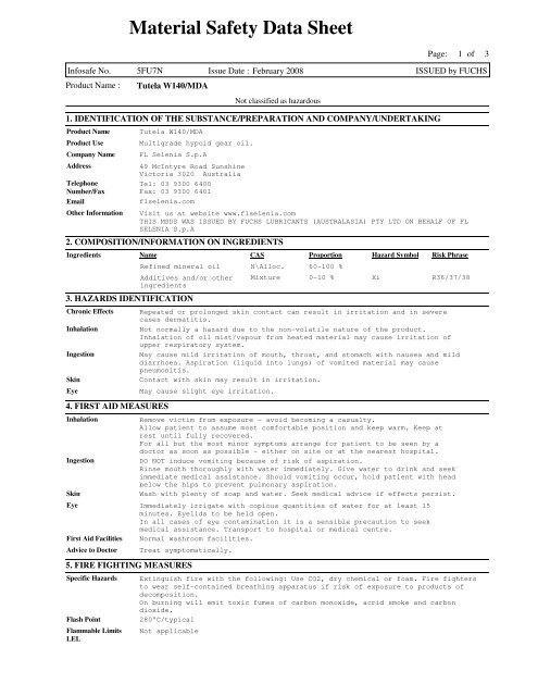 Tutela W140/MDA - FL Selenia