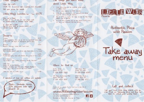 Take Away Menu for Little Wing Bangor