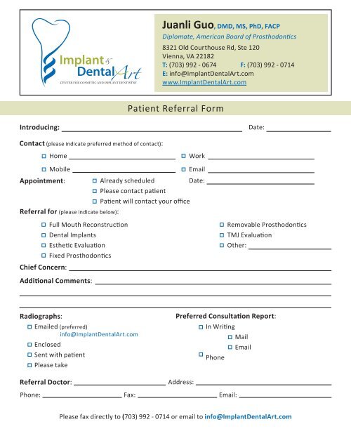 Dental Referral Slip at Carlo Simmons blog