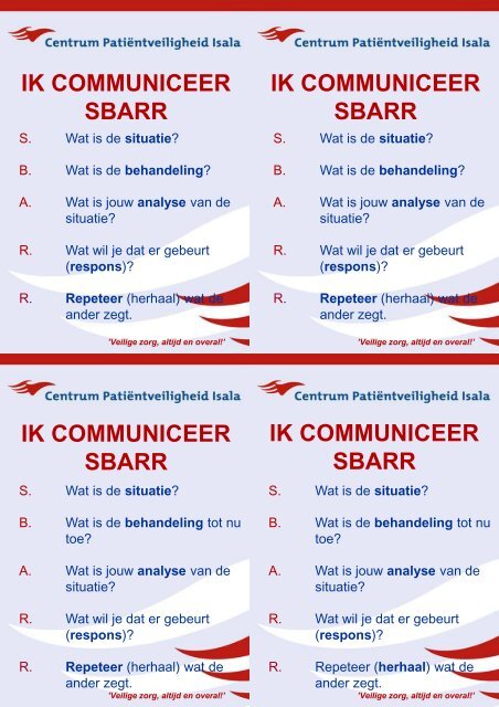 Bekijk de SBARR-kaart van de Isala Klinieken - VMS