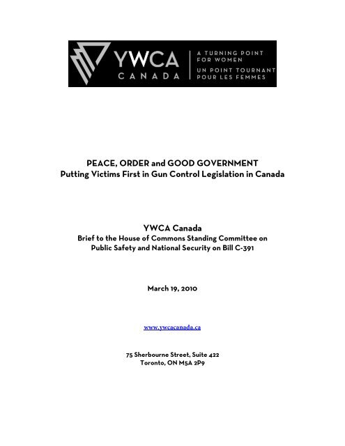 PEACE, ORDER and GOOD GOVERNMENT ... - YWCA Canada