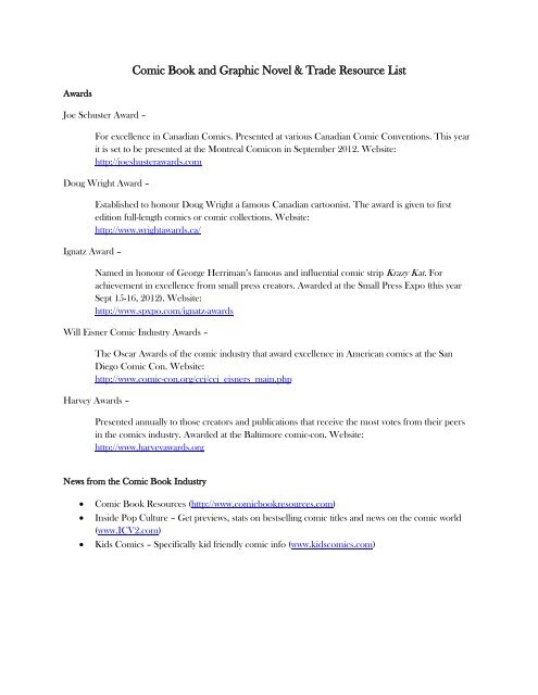 Comic Book and Graphic Novel & Trade Resource List