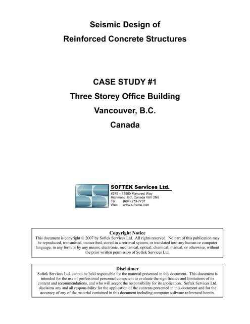 Seismic Design of Reinforced Concrete Structures CASE STUDY #1 ...