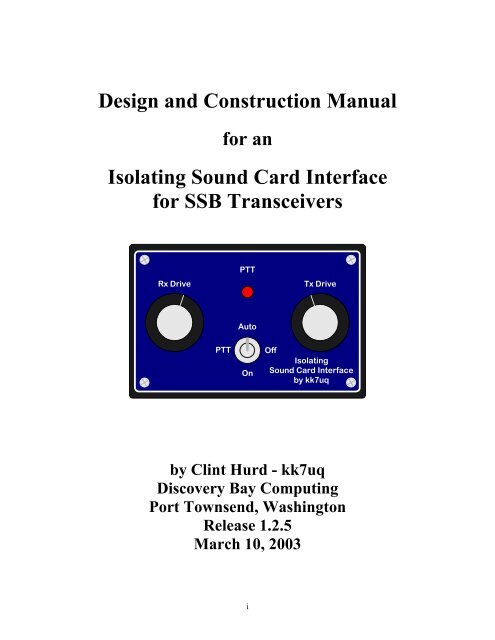 Design and Construction Manual Isolating Sound Card Interface for ...