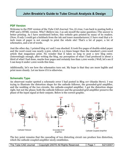 John Broskie's Guide to Tube Circuit Analysis & Design - Tube CAD ...