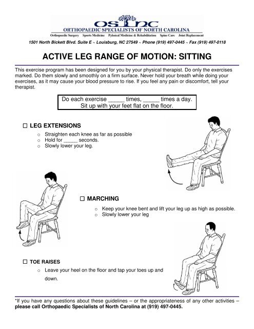 ACTIVE LEG RANGE OF MOTION: SITTING