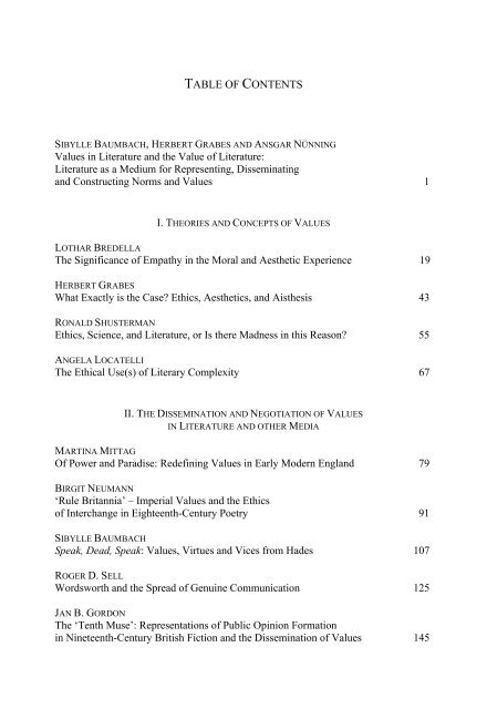 TABLE OF CONTENTS