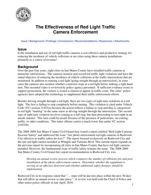 The Effectiveness of Red Light Traffic Camera Enforcement