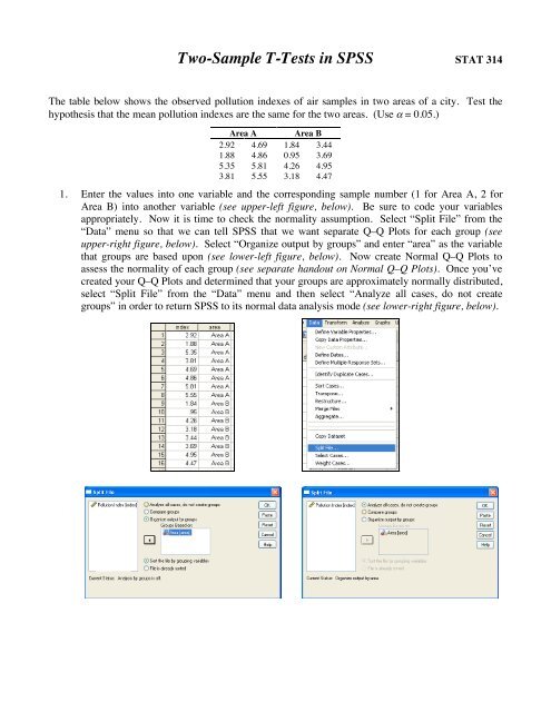 Two-Sample T-Tests in SPSS STAT 314