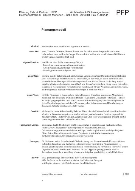 Planungsmodell - Planung Fahr + Partner PFP