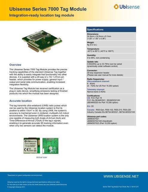Ubisense Series 7000 Tag Module