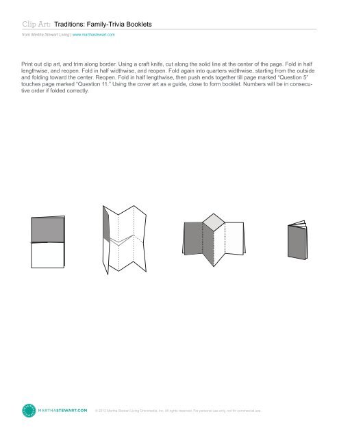 Clip Art: Traditions: Family-Trivia Booklets - Martha Stewart Living