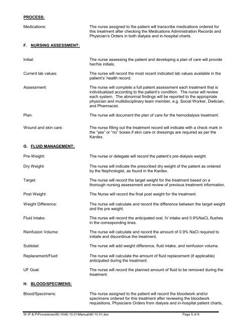 60.10.01 Hemodialysis Treatment Record Standard - Kidney Health ...