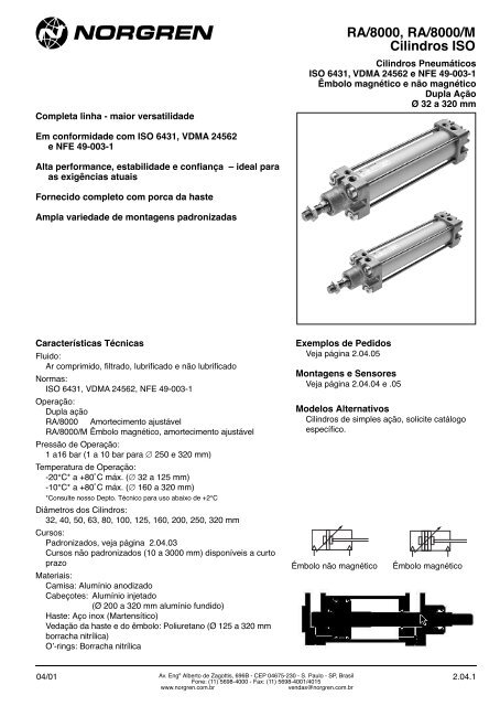 Cilindro iso, dupla aÃ§Ã£o (ra/8000/m) - Coppi