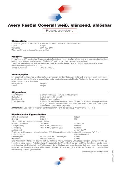 Avery® FasCal® 400 Coverall