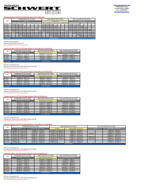 Varianza Schwert SC2 22 inch Specification 3 Piece ... - Work Wheels