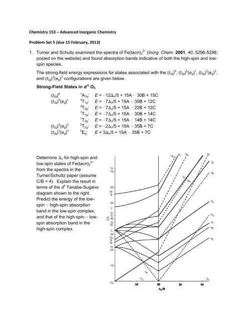 Chemistry 153 â Advanced Inorganic Chemistry Problem Set 5 (due ...
