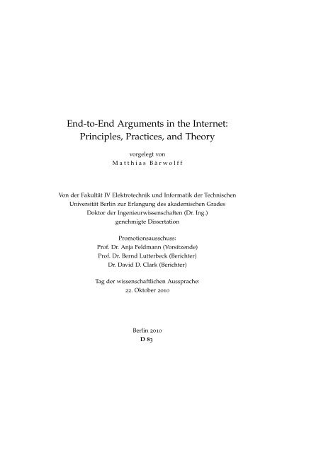End-to-End Arguments in the Internet - xn--brwolff-5wa.de
