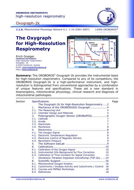 The Oxygraph for High-Resolution Respirometry - Oroboros
