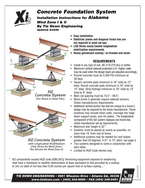 Concrete Foundation System Installation Instructions for Wind Zone I ...
