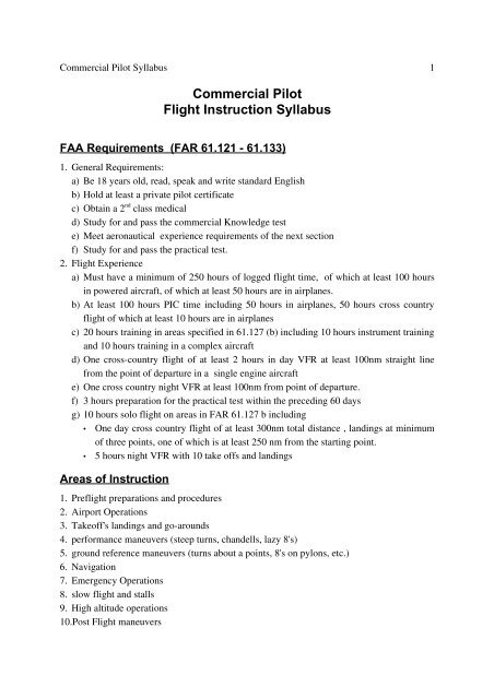 Commercial Pilot Flight Instruction Syllabus - MK AEROSPACE Inc.