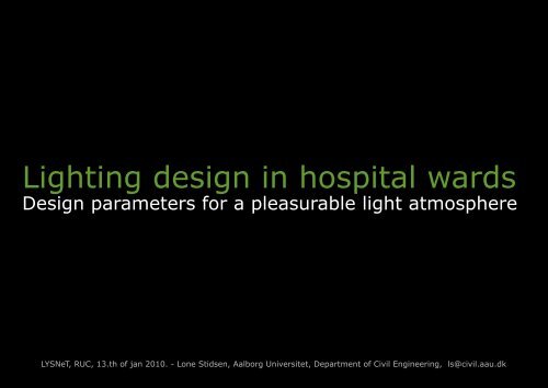 Lighting design in hospital wards - Lysnet