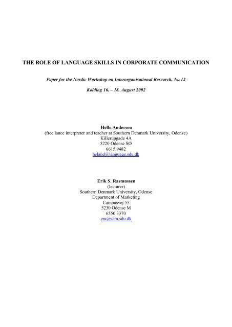 the role of language skills in corporate communication
