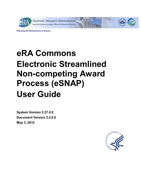 (eSNAP) User Guide - eRA - National Institutes of Health