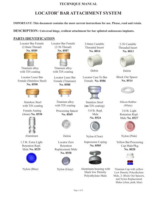 LOCATORÂ® BAR ATTACHMENT SYSTEM