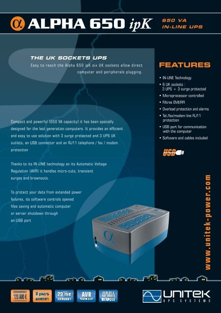 Unitek Alpha-650 ipK Datasheet - am4computers