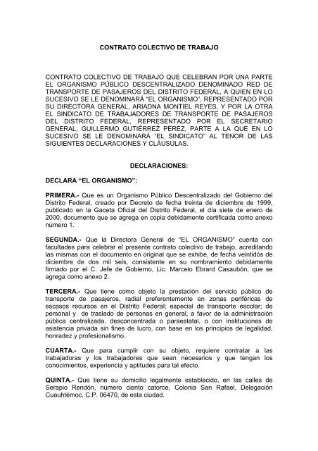 CONTRATO COLECTIVO DE TRABAJO - RTP