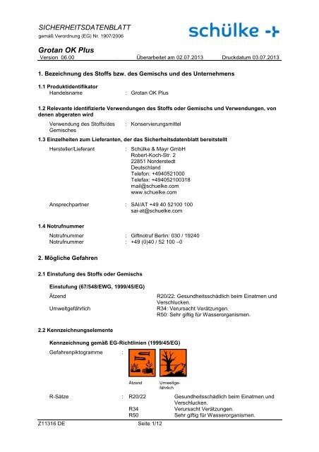 Grotan OK Plus - Produkt- und Sicherheitsdatenblätter
