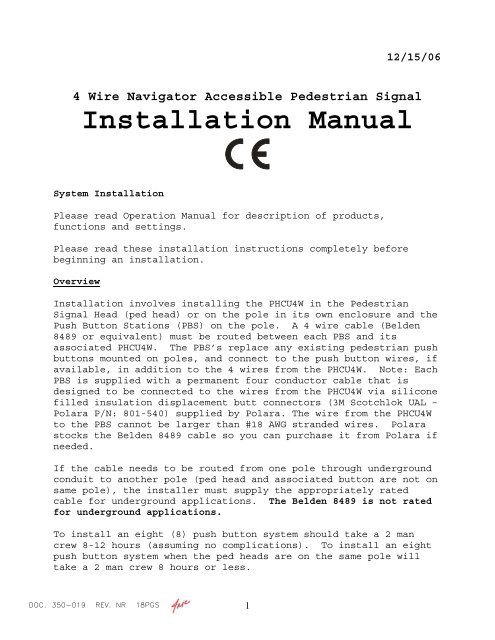 POLARA Navigator 4-Wire Installation Instructions - Temple, Inc.