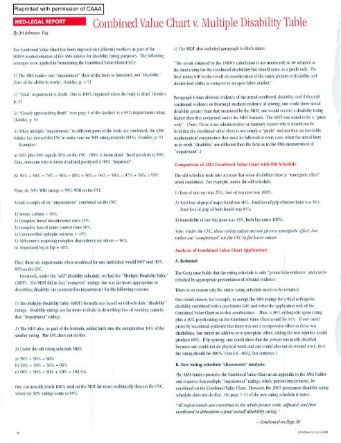 Combined Value Chart v. Multiple Disability Table - getMedLegal.com