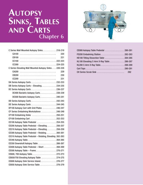 AUTOPSY SINKS, TABLES AND CARTS - Mopec