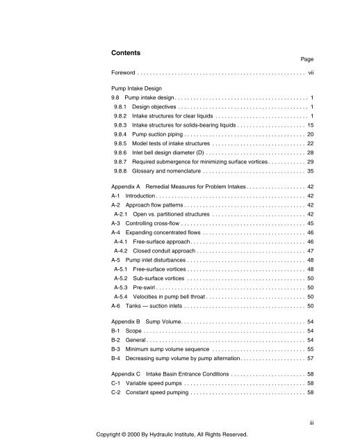 Pump Intake Design - ANSI/HI 9.8: 1998 - the Hydraulic Institute