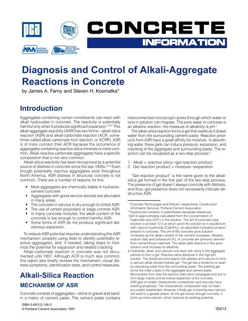 1. Diagnosis and Control of Alkali-Aggregate Reactions in Concrete