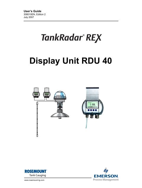 Display Unit RDU 40 UserÂ´s Guide - Emerson Process Management