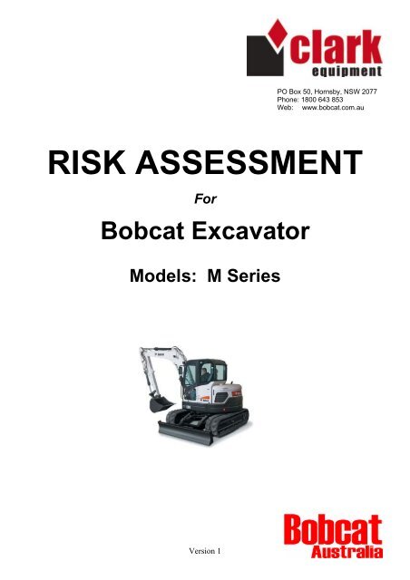 Risk Assessment - Bobcat Excavator - M series - Version 1