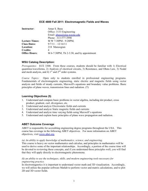 ABET Format Syllabus for ECE 4800