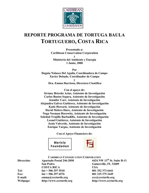 Reporte de Tortuga Baula - Sea Turtle Conservancy