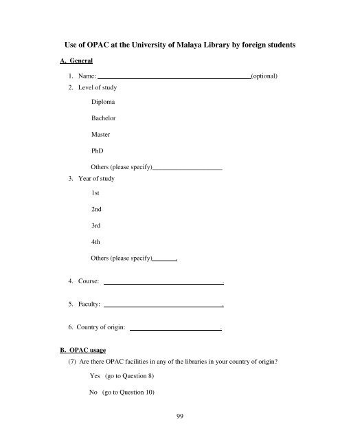 Use of OPAC at the University of Malaya Library by ... - DSpace@UM