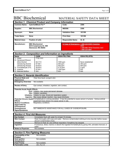 BBC Cyto Cellblock Fixative - Mercedes Medical