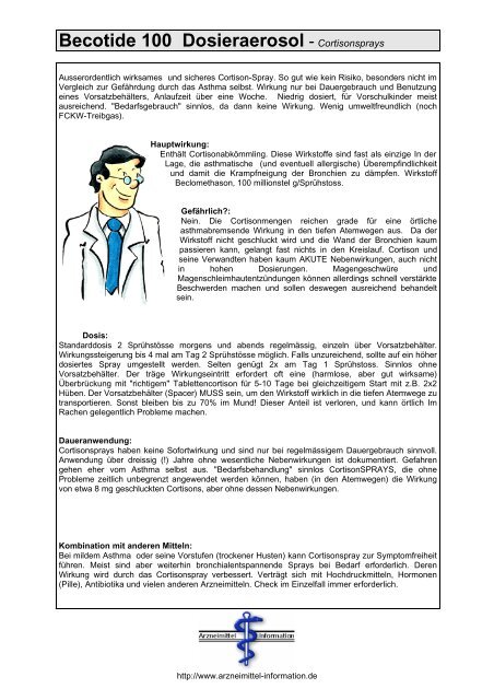 Becotide 100 Dosieraerosol - Cortisonsprays