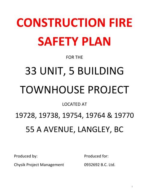 CONSTRUCTION FIRE SAFETY PLAN - Chysik Project Management